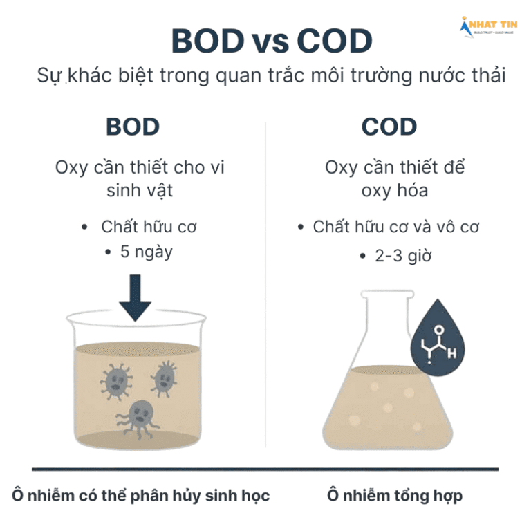 Sự khác biệt giữa BOD COD là gì? Ý nghĩa của tỷ lệ BOD/COD